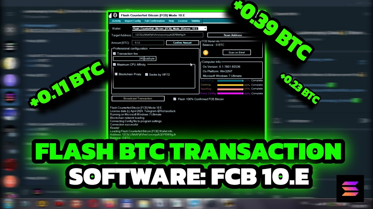 BITCOIN FLASH | FCB 10.E SOFTWARE - YouTube