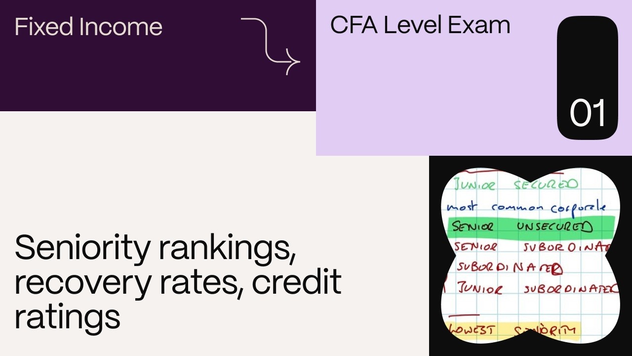 Seniority rankings, recovery rates, credit ratings (for the CFA Level 1 ...