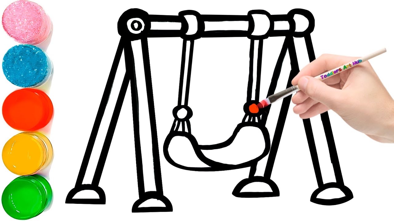 Swing Cradle Drawing, Painting and Coloring for kids and toddlers | How ...