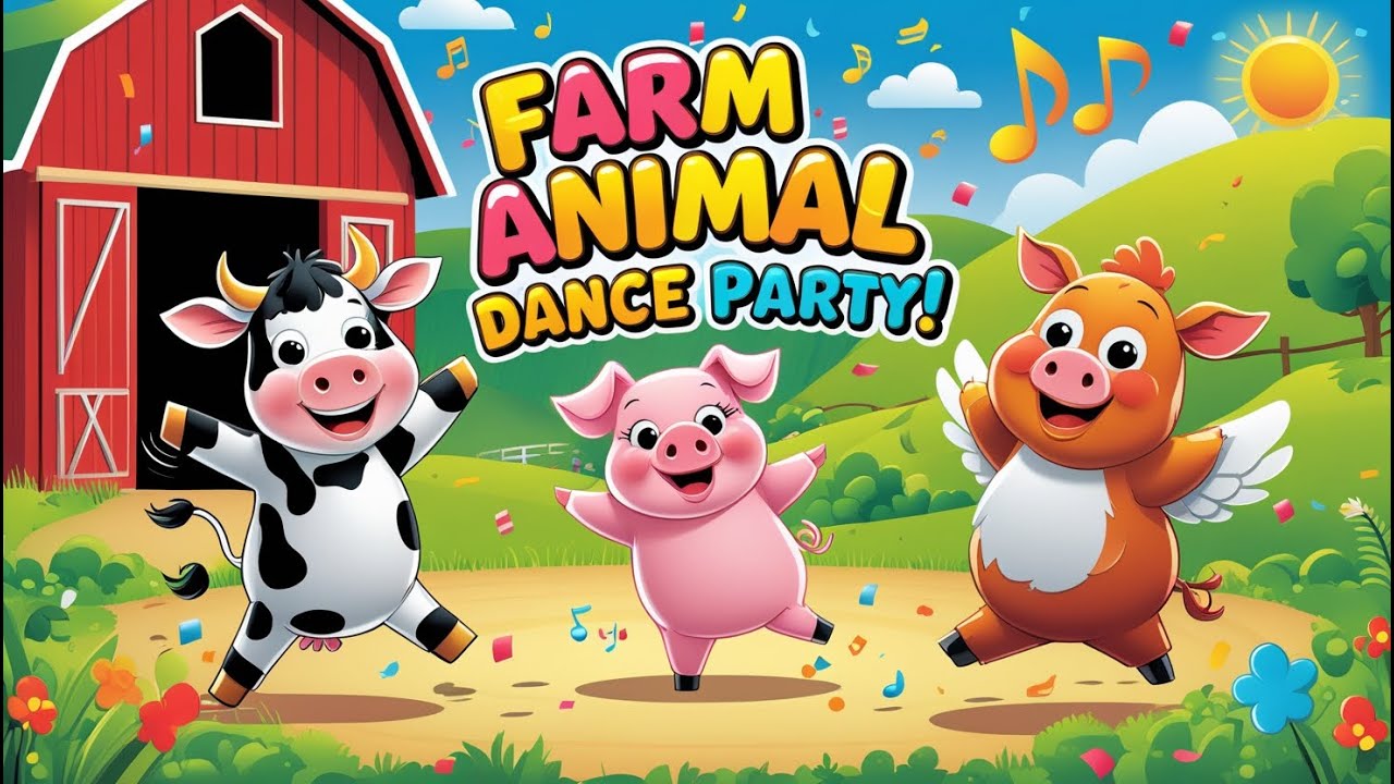 Farm Animal Dance Party! | Fun Kids Song | Barnyard Dance with Cows ...