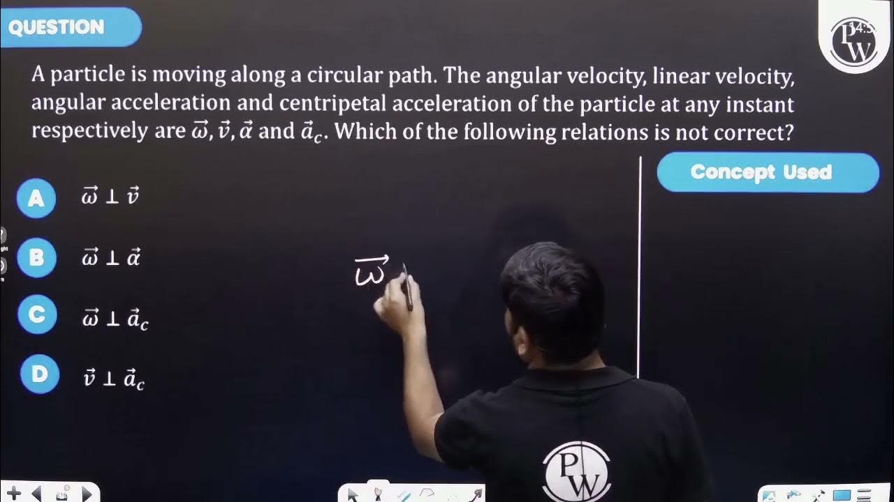 A particle is moving along a circular path. The angular velocity ...