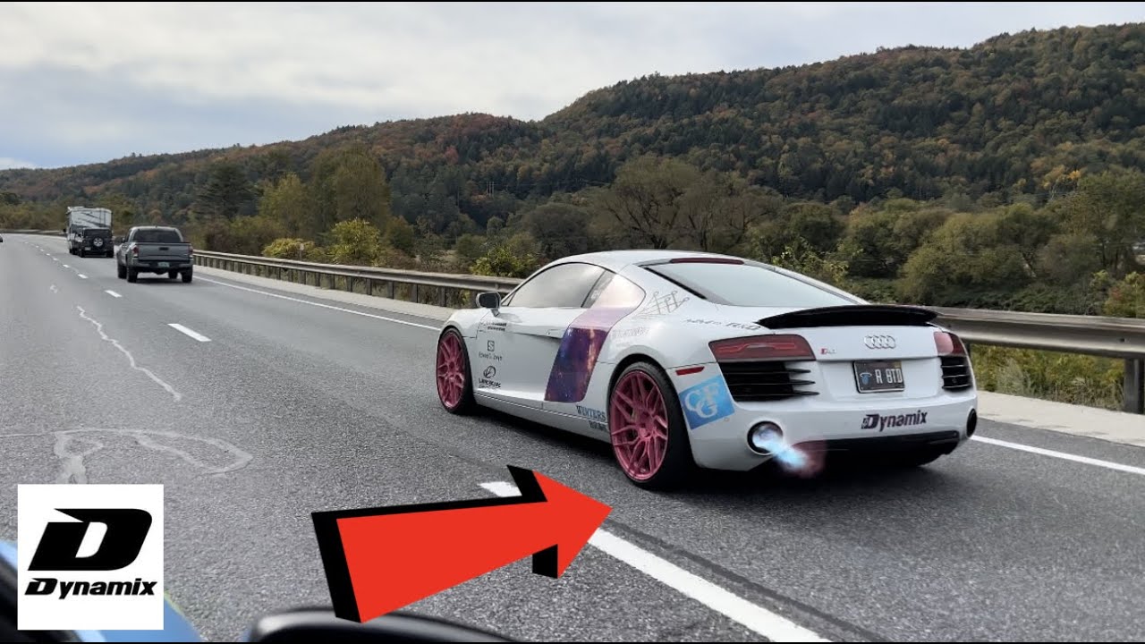 Audi R8 Shoots Huge Flames! Rally 2 Give Day 3!! (Part 1) - YouTube