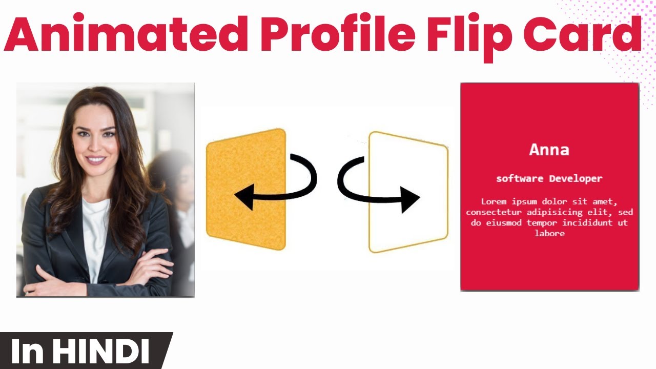 How To Make 3d Animated Profile Flip Card With Html Css In Hindi 3d Flip Card Using Html Css