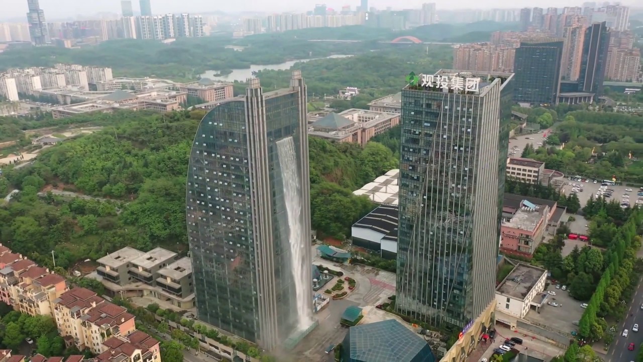 Chinese Waterfall Building | World's Tallest man-made Waterfall ...