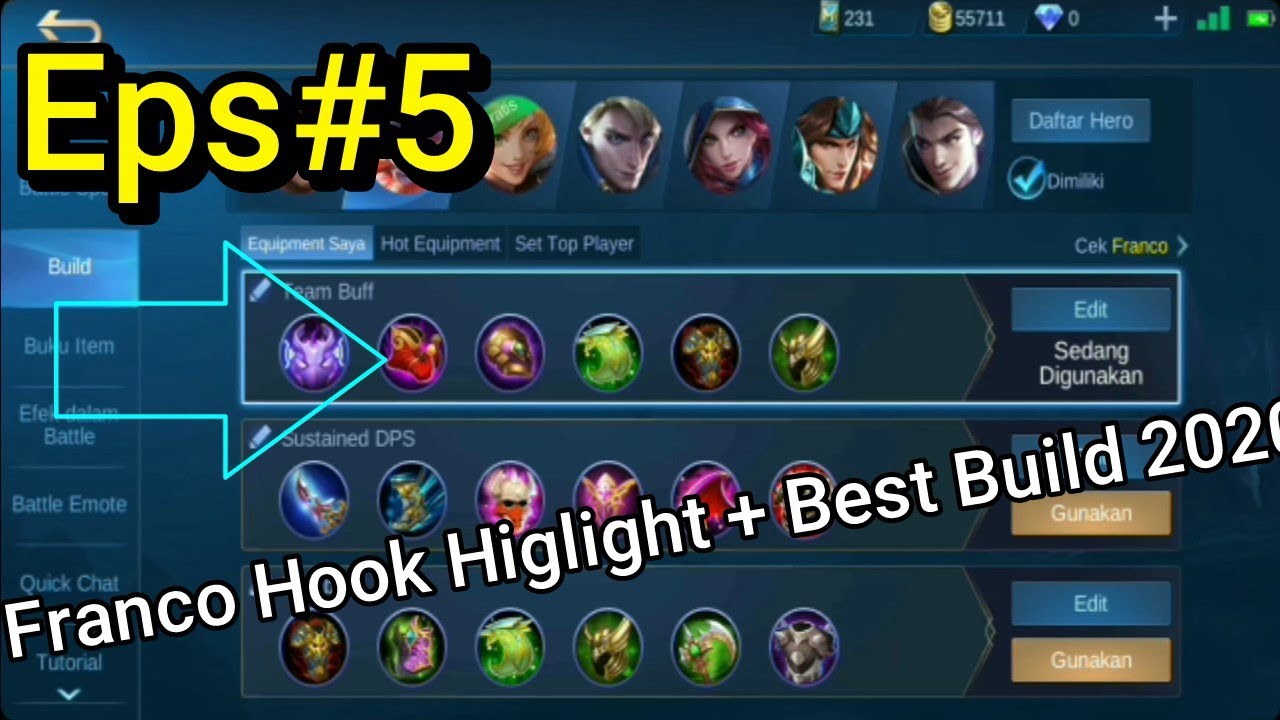 Franco Hook Highlight#5 + Best Build Franco 2020-Mobile Legend - YouTube