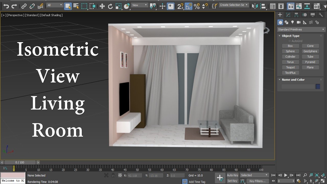 Isometric View Living Room in 3ds Max | Living Room Interior in 3ds Max ...