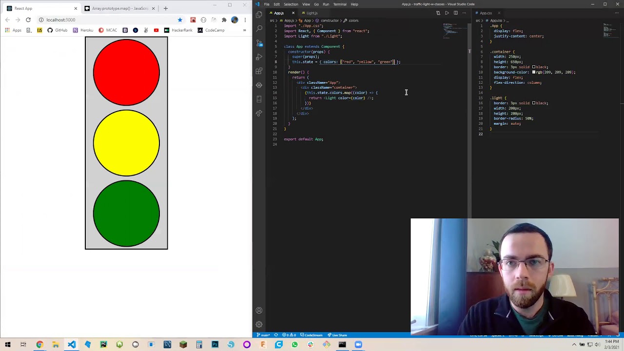 Traffic Light Exercise with React Class Components - YouTube