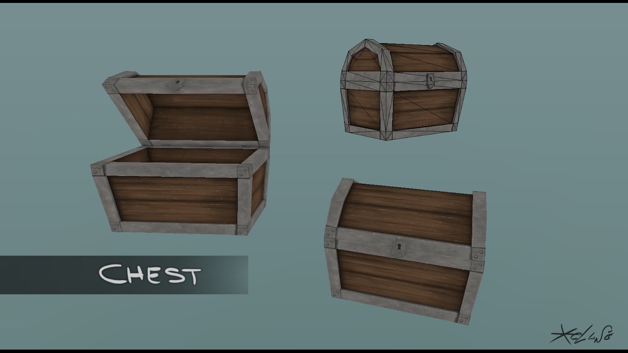 [3D][HandPainted] Low poly chest - YouTube