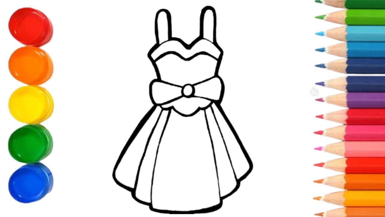 How to draw a Princess Dress | Coloring and Painting Dress for kids and ...