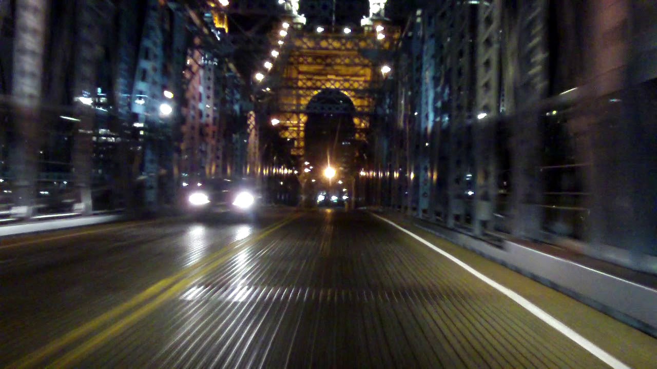John A. Roebling Suspension Bridge northbound (Night) - YouTube