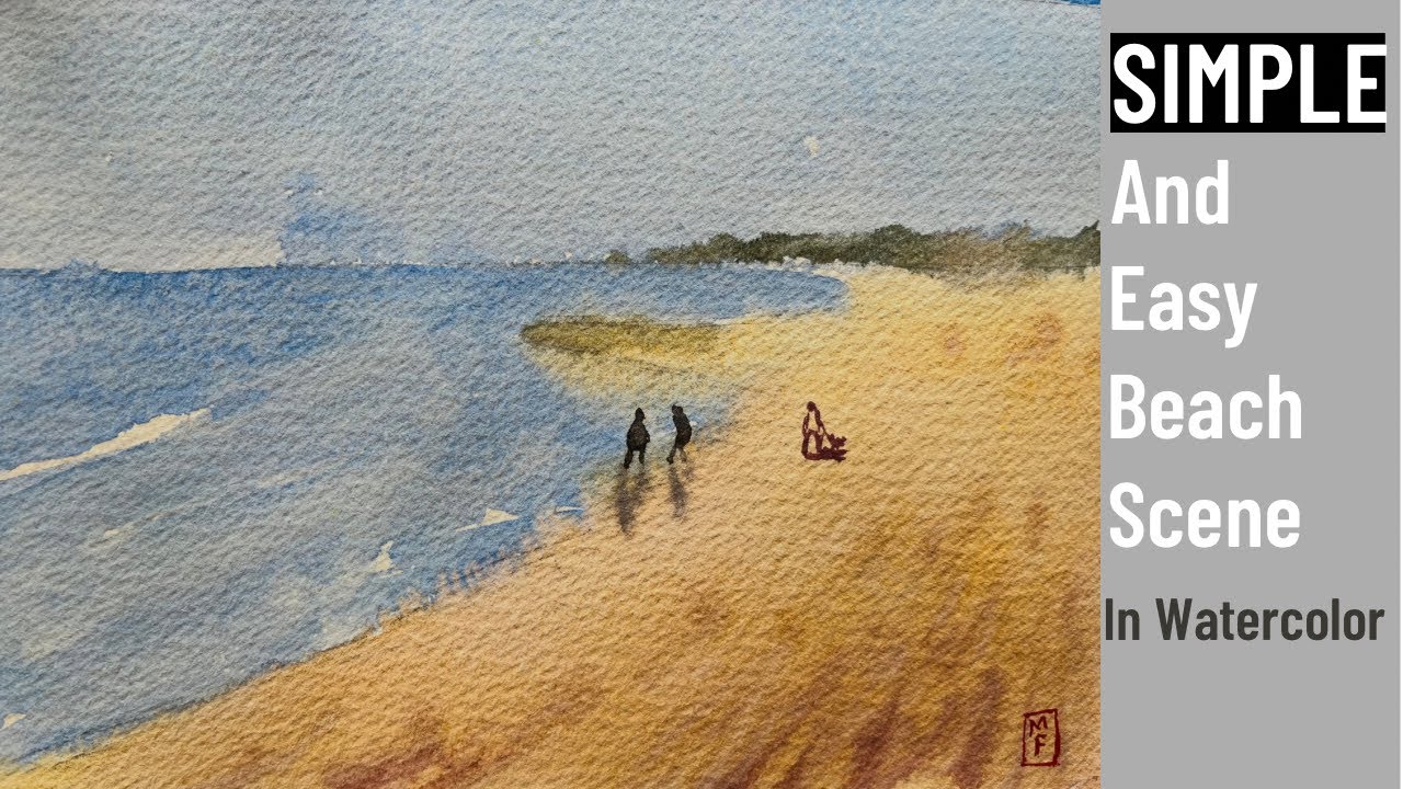 How To Paint A Simple And Easy Beach Scene In Watercolor - YouTube