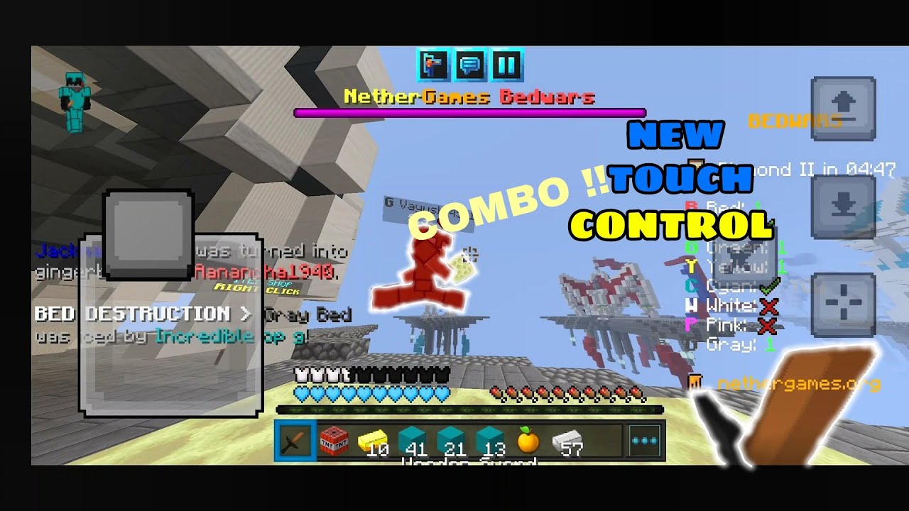 Bedwars gameplay with new mobile control mcpe/pe edition( mobile ...
