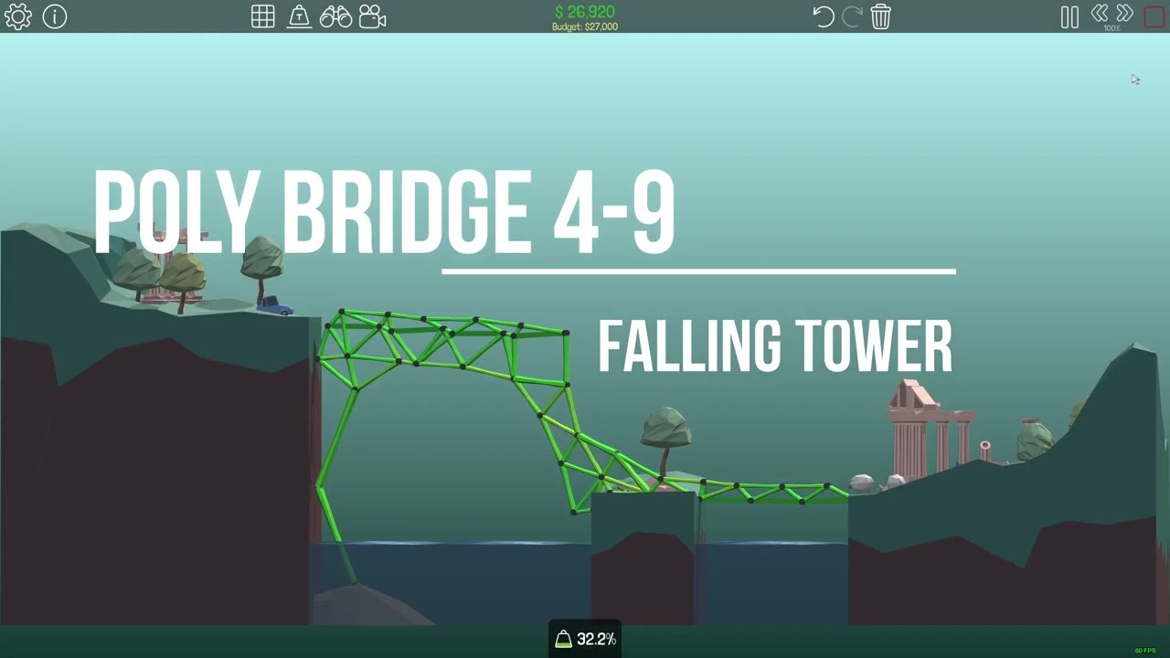 Poly Bridge 4-9 Falling Tower (Under budget and under stress) - YouTube