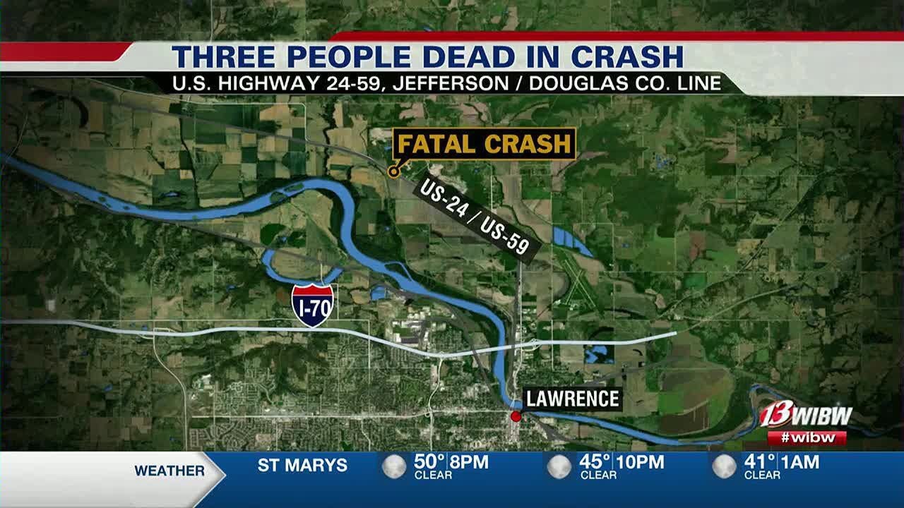 Three people die in crash, highway shut down north of Lawrence - YouTube