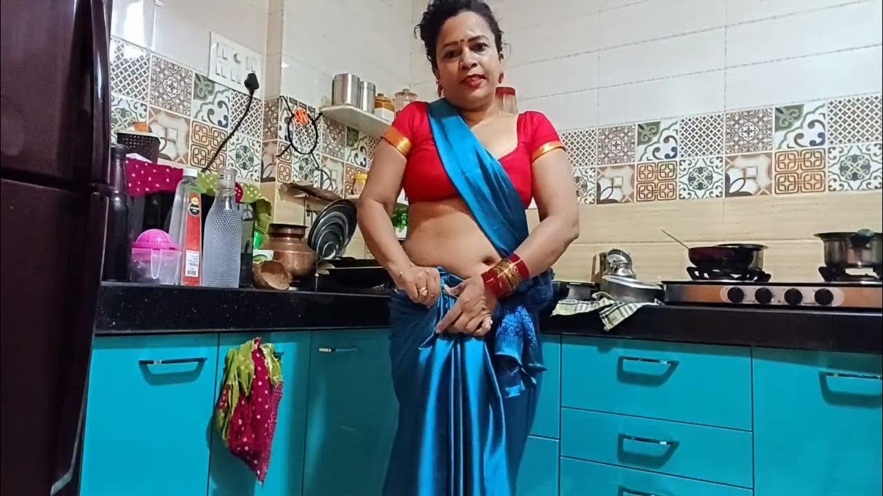 Day routine in satin sareee - YouTube