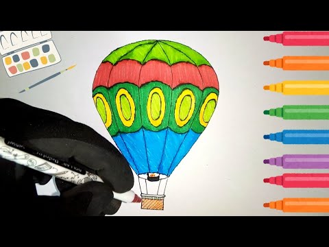 How to Draw and Paint a Hot Air Balloon | Easy Marker Art Tutorial ...