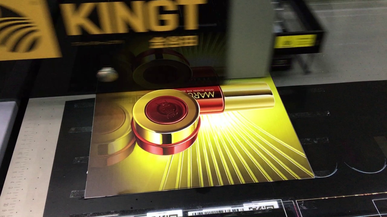 Kingt uv flatbed printer printing on Aluminum plate - YouTube