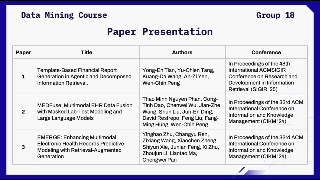 NYCU | Data Mining | Paper Presentation | Group18 - YouTube