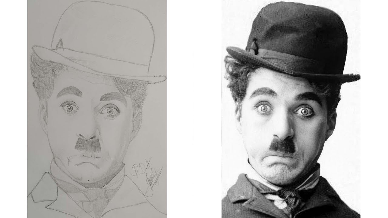 CHARLIE CHAPLIN Portrait Drawing Step by Step | Pencil Drawing Artist ...
