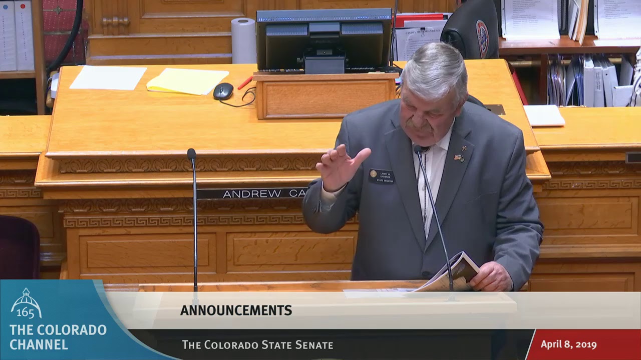 Colorado Senate 2019 Legislative Day 095 - YouTube