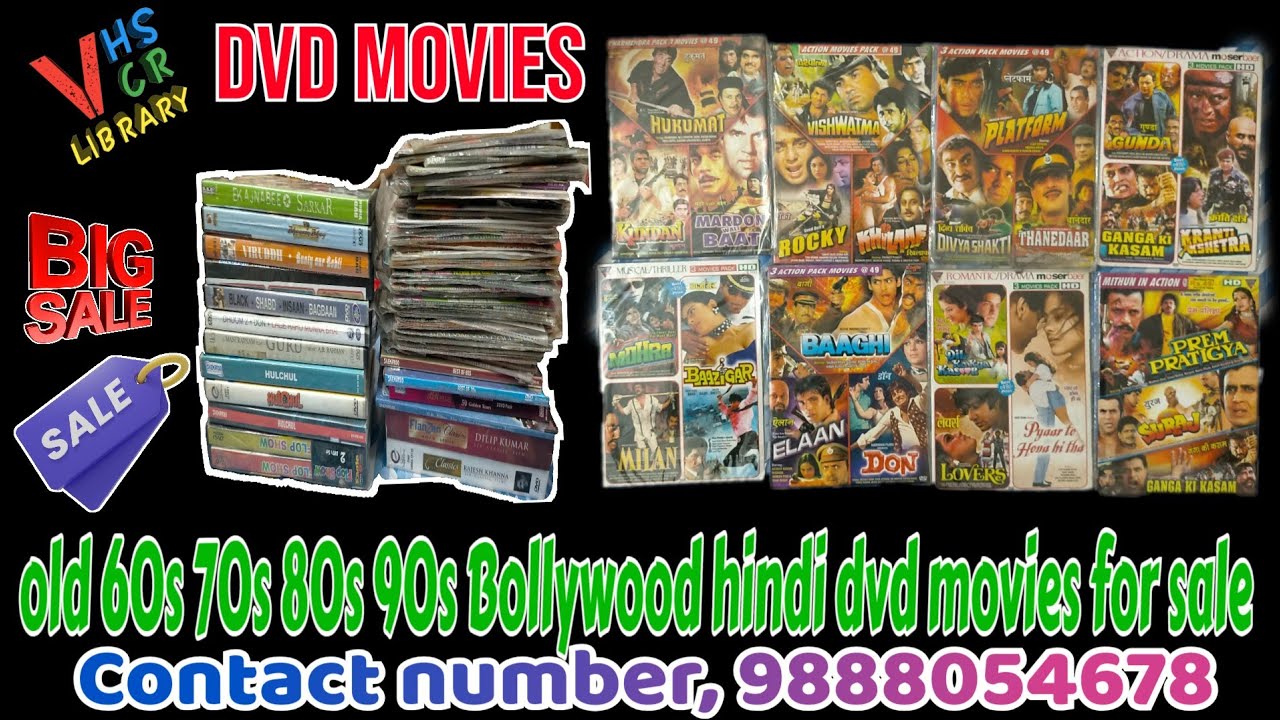 old 60s 70s 80s 90s Bollywood hindi dvd movies for sale - YouTube