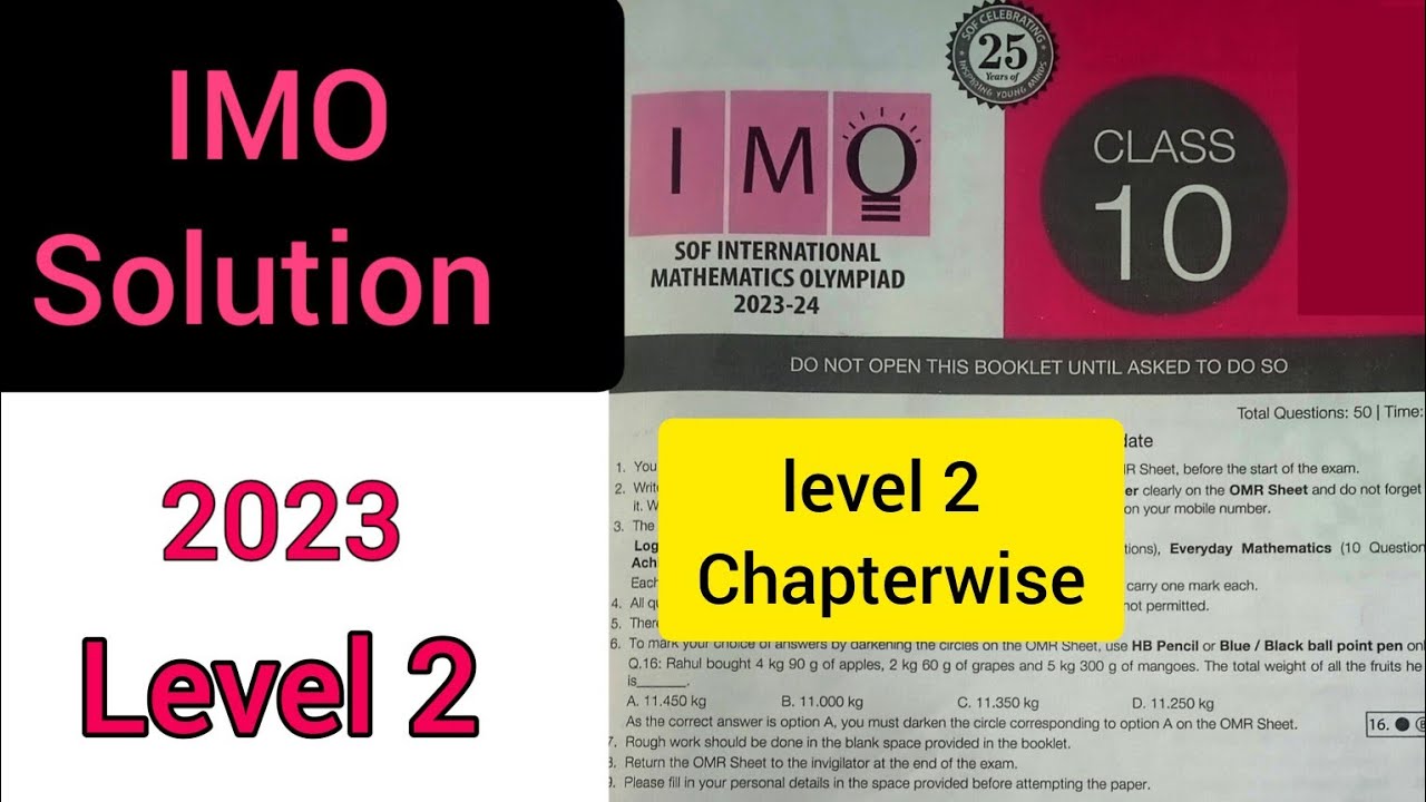 IMO Class 10 Level 2 (2023) Chapter wise Solution - YouTube