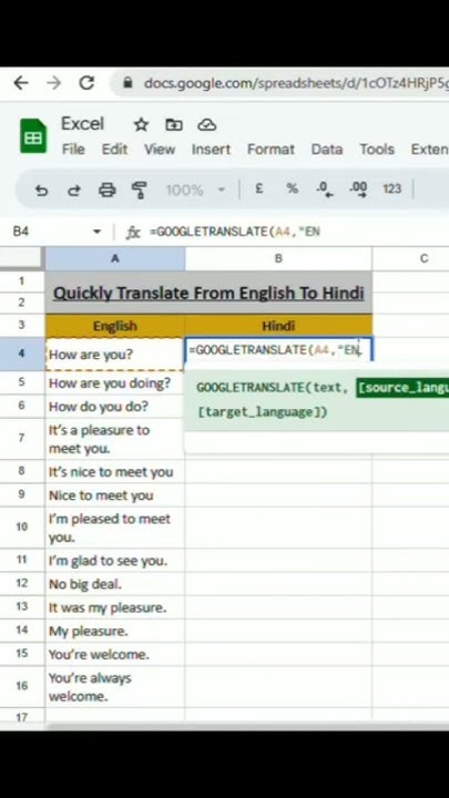 English To Hindi Exceltips Advanceexcel Excel Excelformula Exceltutorial Excelshorts Youtube