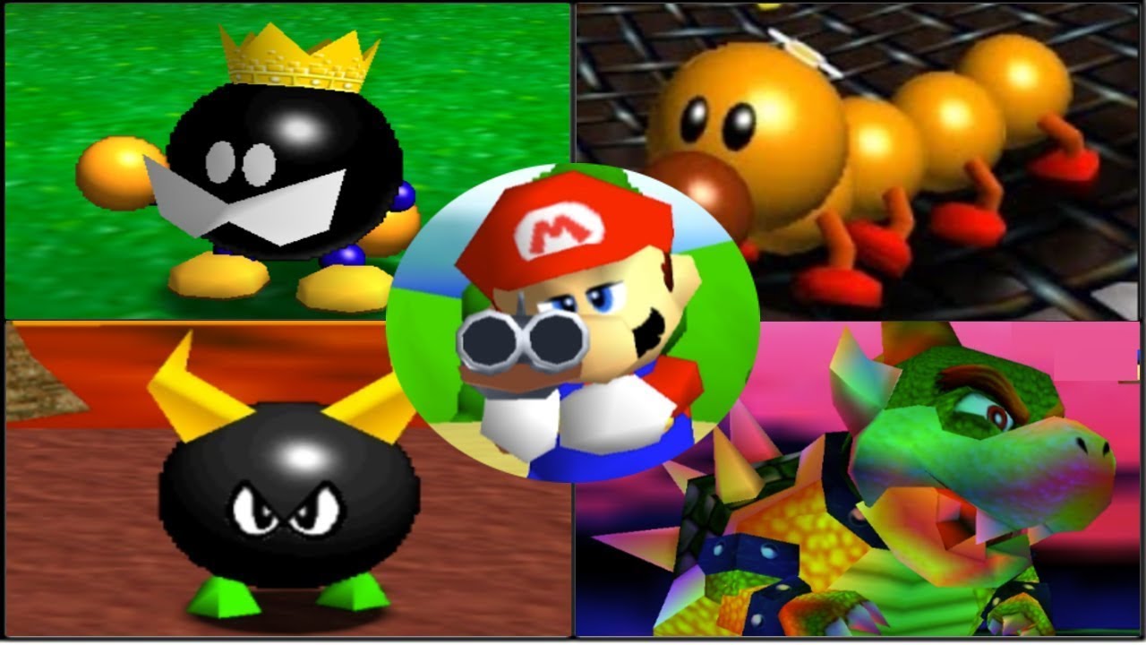 Super Mario 64 - All Bosses but Mario has a Shotgun (HD Textures) - YouTube