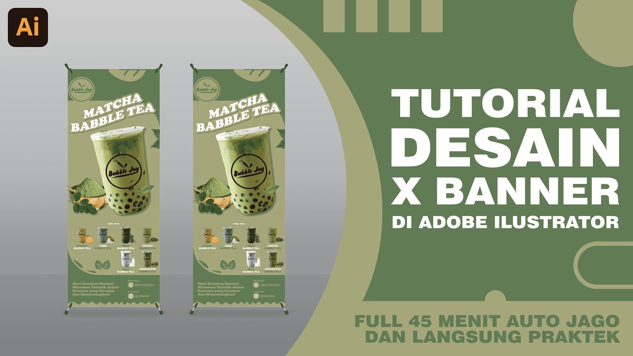 Cara Membuat Desain X Banner Mudah, 45 Menit No Cut Auto Praktek ...
