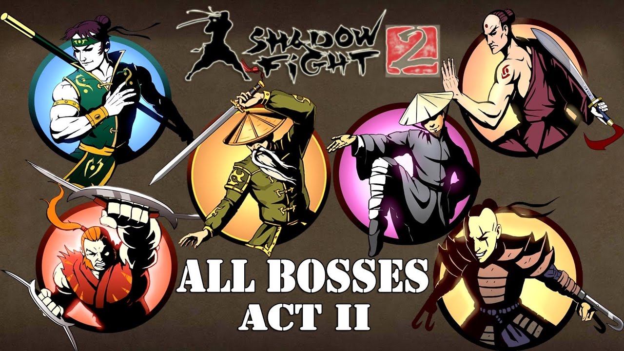 Shadow Fight 2 ALL BOSSES ACT 2 SHADOW VS CRANE & DARGON & BUFFALO ...