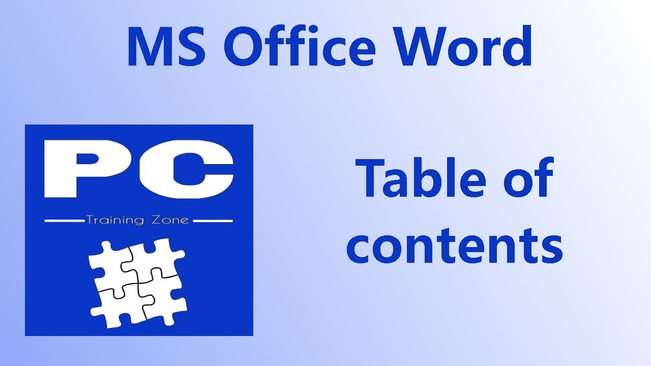 MS Office Word - Table of Contents - YouTube
