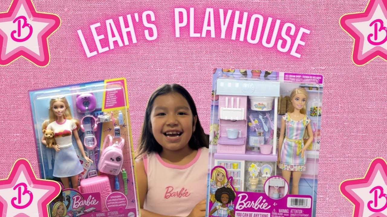 BARBIE ICE CREAM SHOP | BARBIE TRAVEL SET WITH PUPPY UNBOXING | LEAH'S ...
