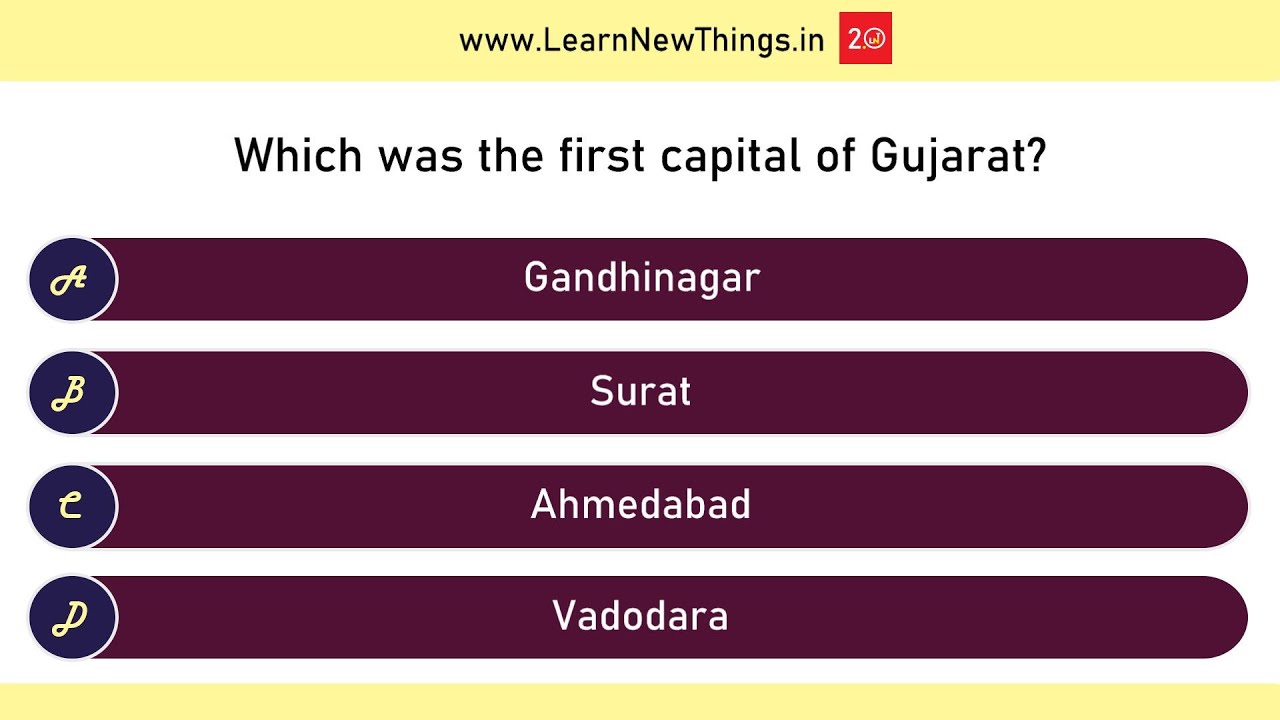 Gujarat Quiz | 50 Questions | Gujarat General Knowledge Quiz | Indian ...