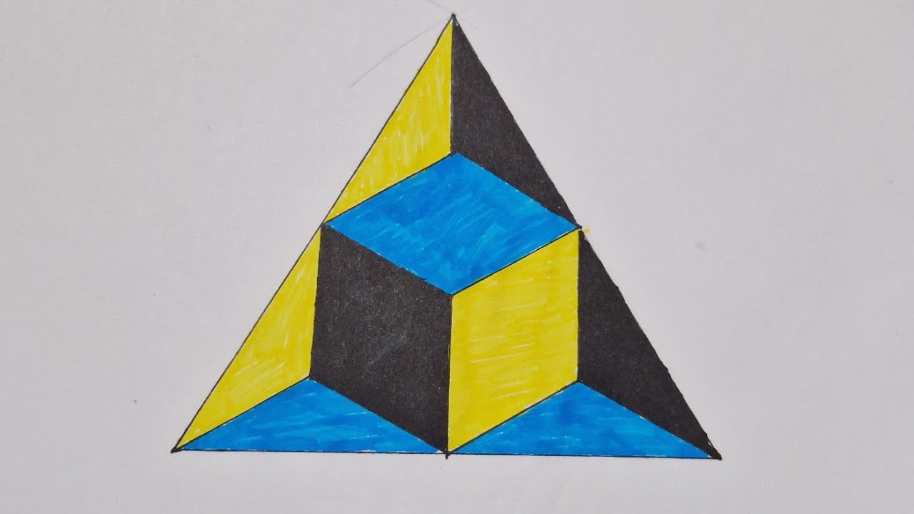 easy drawing illusion 3d triangle tutorial for kids #viral #shortvideo ...