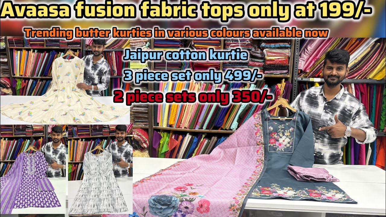Avaasa fusion fabric tops 5 tops at 999/-| pure Cotton 3 piece sets ...