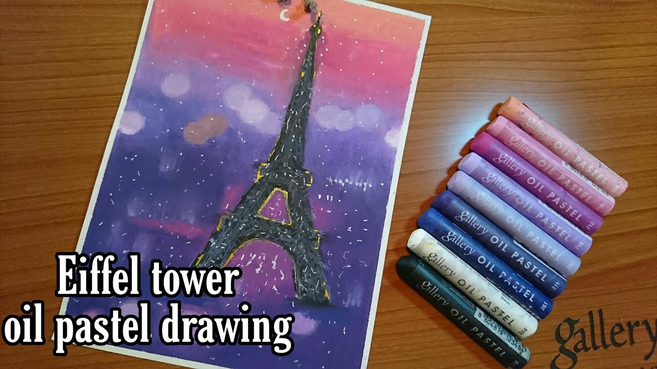 Eiffel tower oil pastel drawing - YouTube