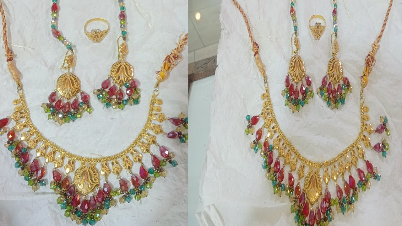 Latest light weight gold kanthi set necklace designs with weight. Azeem ...