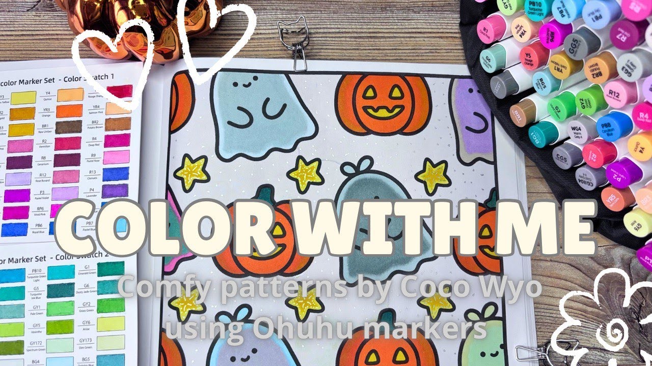 Color With Me | Halloween Ghosts & Pumpkins 🎃 👻 | Ohuhu Markers ASMR ...