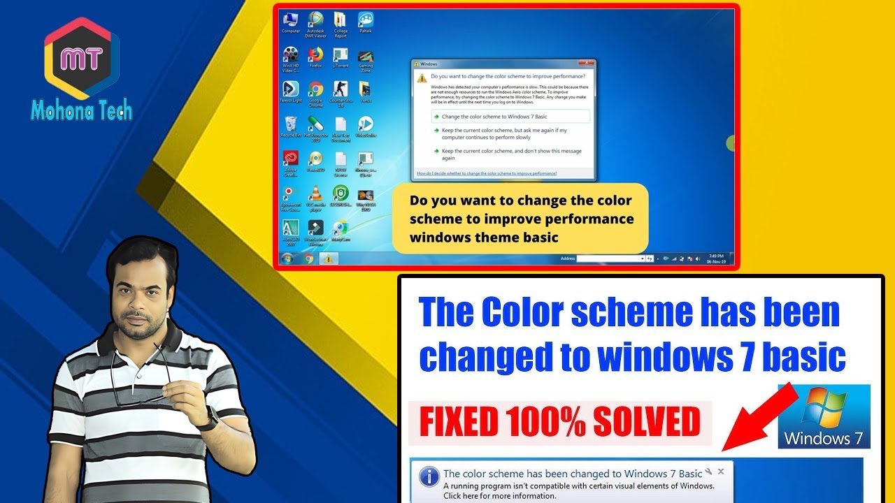 The color scheme has been changed to windows 7 problem fix - YouTube