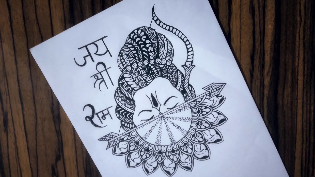 lord Ram Mandala art with half mandala art for beginners step by step ...