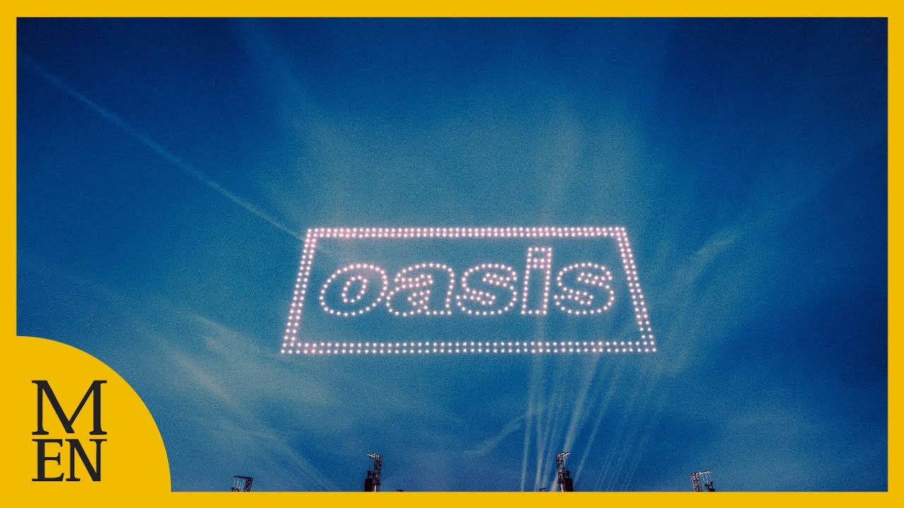 Oasis sign appears over Heaton Park - YouTube
