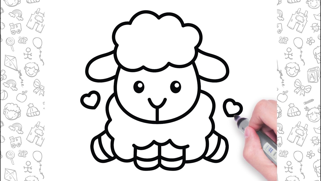 How to Draw a Cute Sheep Easy | Bolalar uchun oson qo'y chizish ...