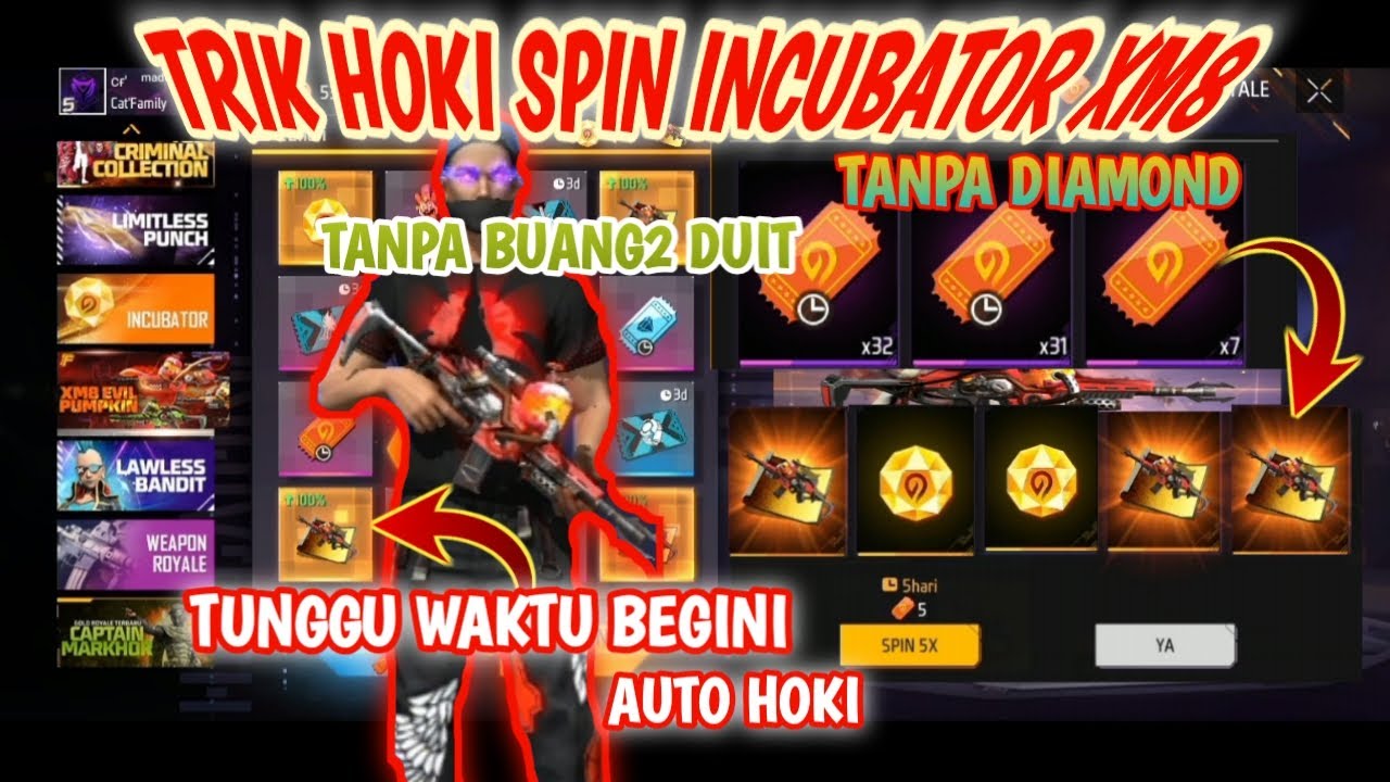 TRIK BIAR HOKI SPIN INCUBATOR XM8 EVIL PUMPKIN TERBARU FF TRIK HOKI ...