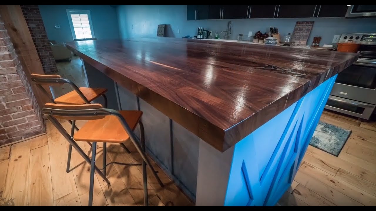 Walnut Butcher Block kitchen island build from Slabs (Slideshow) - YouTube