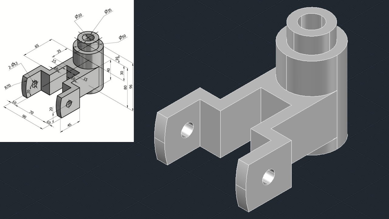 AutoCAD 3D Mechanical Drawing-7 | Practice Drawing | Part Design - YouTube