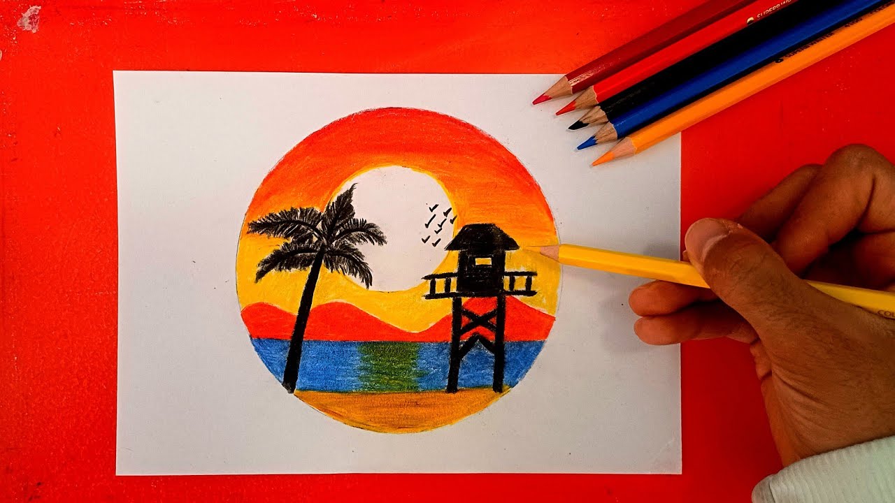 "Learn How to Draw a Sunset with Colored Pencils – Beginner Friendly ...