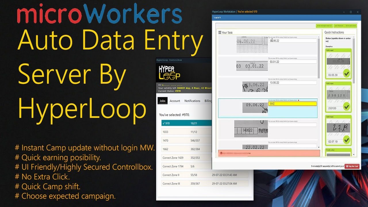 Data Entry Software & server for Microworkers | HyperLoop Auto data entry job picker - YouTube