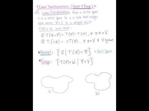 Kernel and Range of a Linear Transformation - YouTube