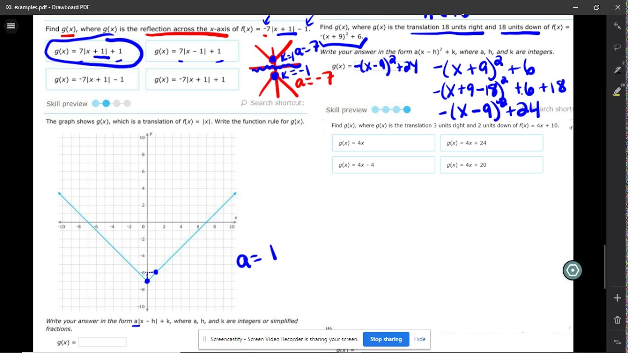 IXL- Algebra II - P5 Transformations of functions - YouTube