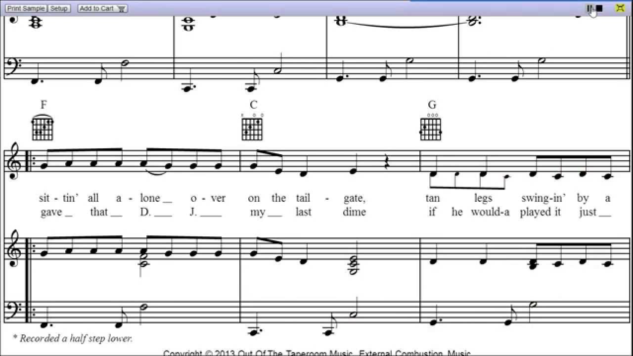 Play It Again by Luke Bryan - Piano Sheet Music:Teaser - YouTube